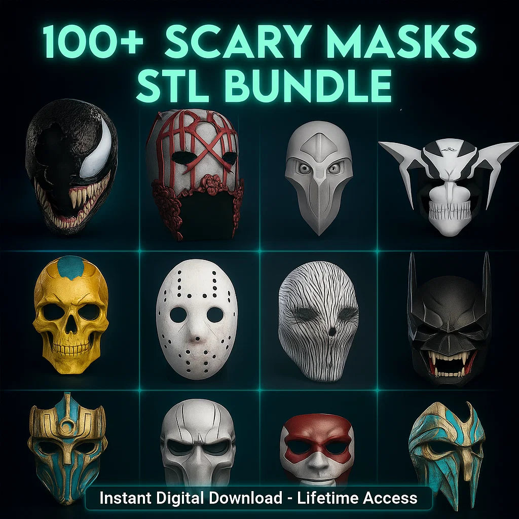 100+ Scary Masks STL Bundle – Terror Prints